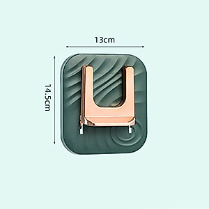U-Shaped Hair Dryer Holder Adhesive Hair Blow Dryer Storage Rack Space Organizer for Bathroom Washroom Decor (Green)