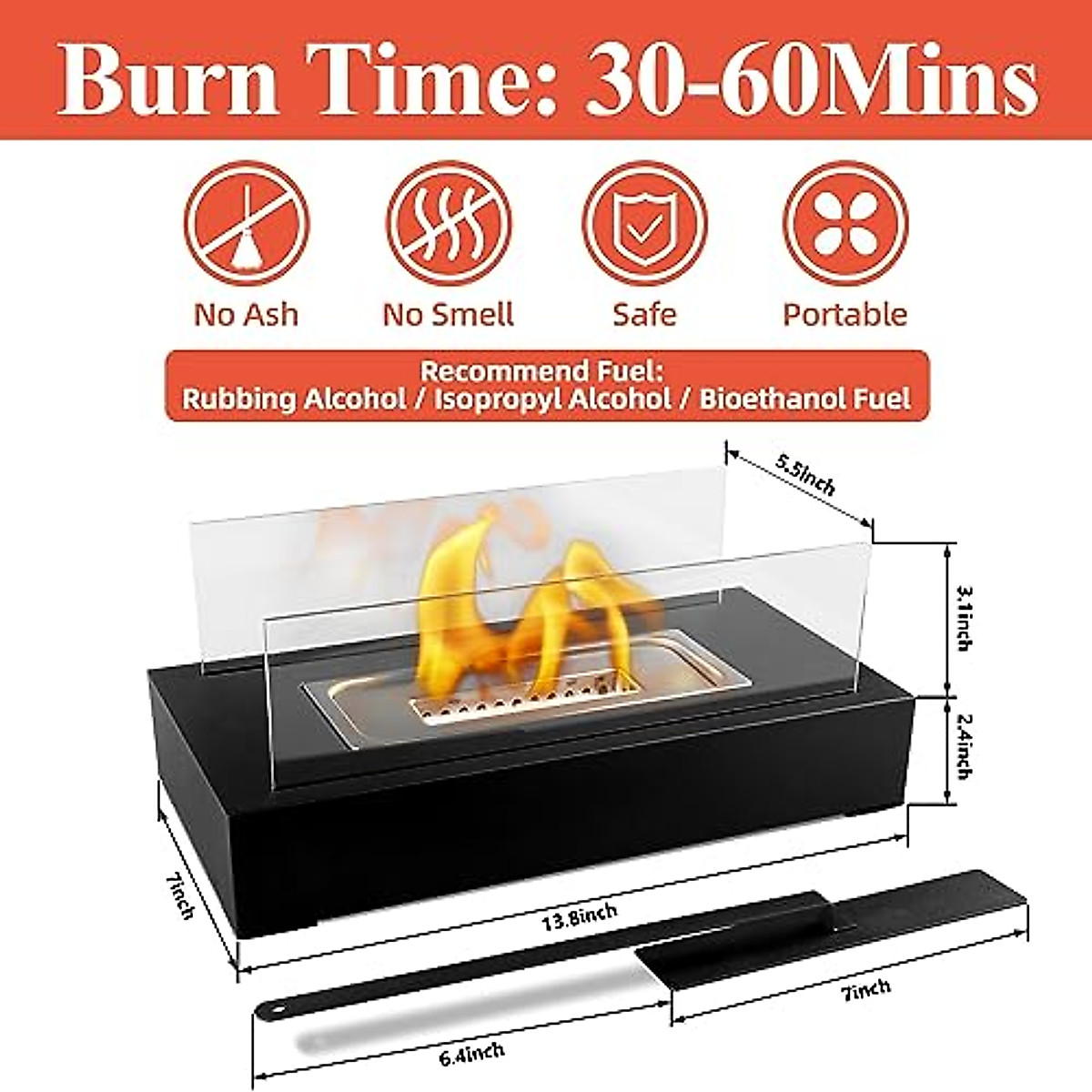 Tabletop Fire Pit for Halloween Christmas Decor, Outdoor Table Top Firepit Indoor Tabletop Fireplace for Patio Balcony Living Room Table Decoration Family Holiday Party Gathering Friday Night Dinner