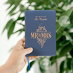 Mr. & Mrs. 366 Devotions for Couples Enrich Your Marriage and Relationship Blue Faux Leather Flexcover Devotional Gift Book w/Ribbon Marker