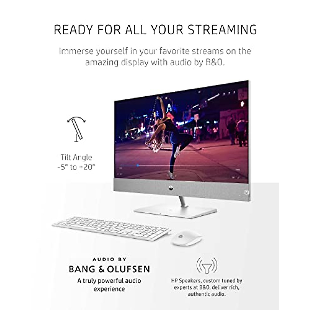 HP Pavilion 27” All-in-One Desktop, AMD Ryzen 7 5700U, 16 GB RAM, 256 GB SSD & 1 TB Hard Drive, Full HD Touchscreen, Windows 11 Home, 5 USB Ports, 5MP Pop-up Camera, Keyboard & Mouse (27-ca0070, 2021)