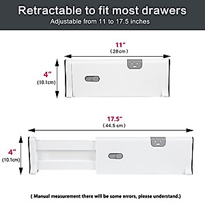 Drawer Dividers Pack of 8, Plastic Adjustable and Expandable Drawer Organizer Clothes, Deep Drawer Organizer, Works in Kitchen Utensils Organizer, Dresser Drawer Separators, 4'' High, 11-17.5'', White