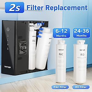 Vortopt Reverse Osmosis System Tankless - RO Water Filter System Under Sink,600GPD Fast Flow,TDS Reduction,1.5:1 Pure to Drain,Smart Facuet Reminder,Water Purifier,QR03