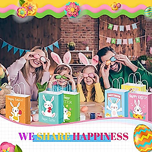 150 Pieces Easter Day Paper Gift Bags with Handle Rabbit Goody Candy Bags Easter Day Party Favor Supplies Treat Bags for Easter Day Party Favors Gift Wrapping Supplies