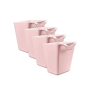 4Pcs Pink Hanging Cup Holder,Rolling Cart Accessories Utility Cart Accessories Hanging Bins,Hanging Flower Pots,Space Saver,Storage Bucket Desktop Container,Make Up Pencil Holder