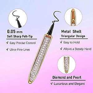 CRINSLY 2022 Upgraded Black Eyelash Glue Pen Self-Adhesive 2 in 1 Eyeliner for Normal False Lashes Long-Lasting Eye Liner for Sensitive Eyes Quick Drying Waterproof Strong Hold Latex-Free Eye Makeup