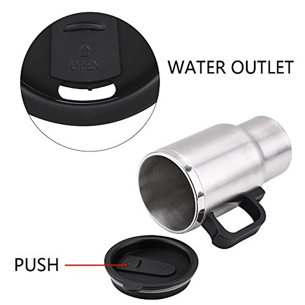 AYNEFY Car Water Heater,Travel Tea Kettle Car Coffee Mug 12V 450ml Electric in Car Stainless Steel Travel Heating Cup for Heating Water Coffee Milk and Tea