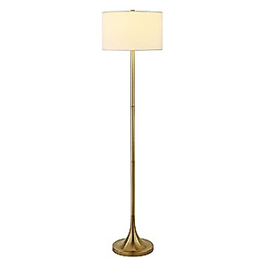 Josephine 62" Tall Floor Lamp with Fabric Shade in Brass/White