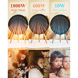 Gaiatop Space Heater, 1000W Energy Efficient Small Space Heater for Indoor Use, PTC Fast Heating Ceramic Electric Space Heater for Office Bedroom Use Home Motorhome-White