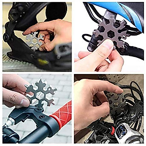 Snowflake Multitool, 1 Piece 18-in-1 Stainless Steel Snowflake Standard Multitool, Snowflake Wrench with Key Ring, Great for men Christmas Gift (1, Black)