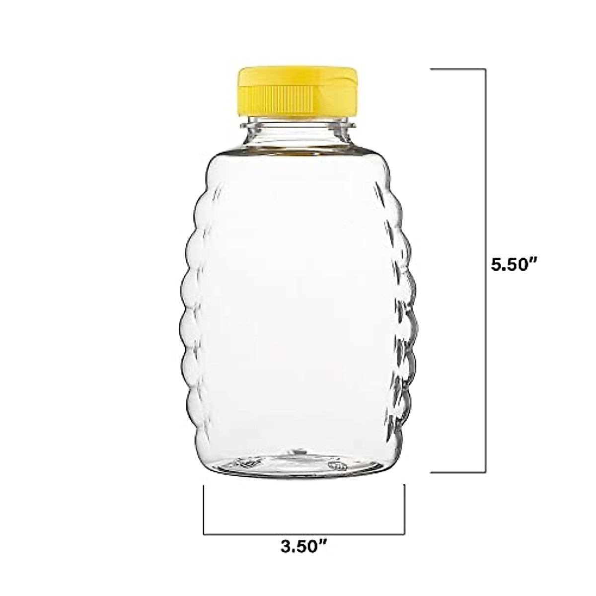MT Products Empty Clear Plastic Squeeze Bottle Honey Dispenser with Flip Top Lids, Jar for Honey or Syrups, 16 Ounce - 1 lb. (12 fluid oz) Pack of 6 - Made in the USA