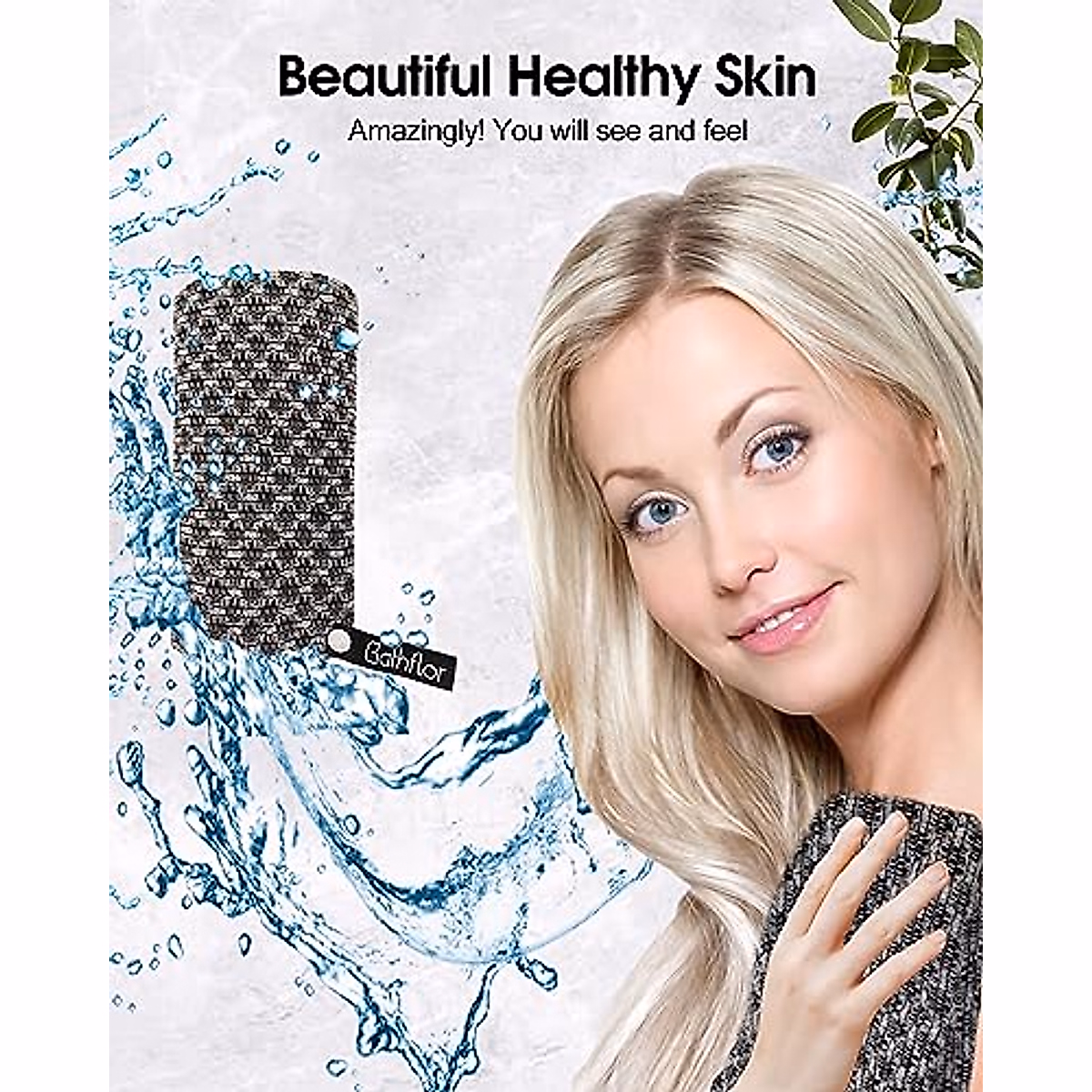 Bathflor Exfoliating Shower Towel with Clip Strap, Exfoliating Washcloth with 2 Sides for Washing & Scrubbing, Premium Japanese Scrub Wash Cloth, Quick Drying, 40inch Length (1 Pack-W)