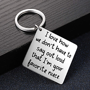 Ukodnus Keychain for Aunts and Uncles, I'm Your Favorite Niece Keychain, Stainless Steel, White, Unisex Gift for Birthdays, Christmas, Valentine's Day