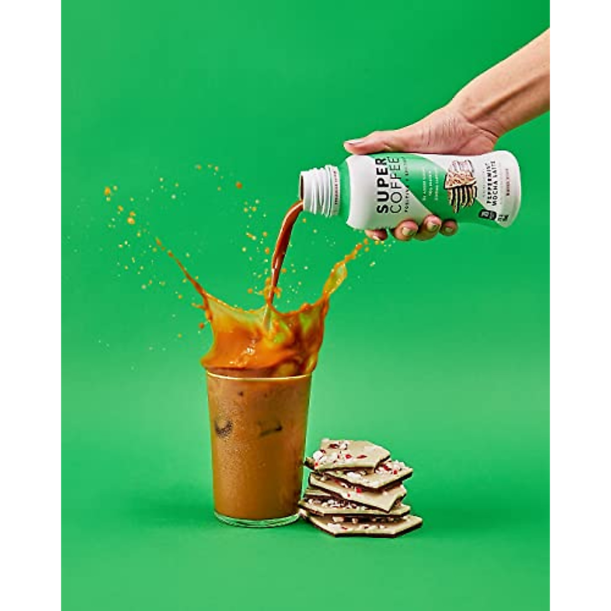 Super Coffee, Iced Keto Coffee (0g Added Sugar, 10g Protein, 70 Calories) [Peppermint Mocha Latte] 12 Fl Oz, 12 Pack | Iced Coffee, Protein Coffee Drinks - LactoseFree, GlutenFree