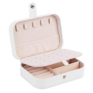 A&A Jewelry Travel Organizer Box - Multifunctional Mini Portable Jewelry Storage Case White
