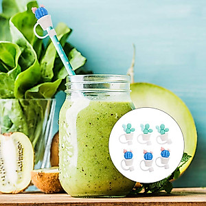 Amosfun 2pcs Silicone Straw Tips Cover - 8mm Diameter Straw Tips Lids Cactus Shape Straw Tips Cover Straw Plug Drinking Cap for Home Kitchen Accessories