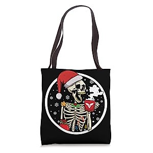 Skeleton Drinking Chocolate Winter December Christmas Tote Bag