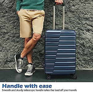 COOLIFE Expandable Suitcase PC ABS TSA Luggage Lock Spinner Carry on (wine red, 3 piece set)