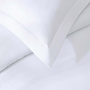 Pure Parima Ultra Sateen Duvet Cover Set, 100% CEA Certified Egyptian Cotton, Extra-Long Staple, Cool, Breathable, Single Needle Stitch, Sustainable, 1 Duvet Cover & 2 Shams (White, Queen)