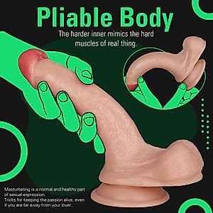 7.8 inch Realistic Dildo, Greenpinecone Anal Dildo Body-Safe Material with Strong Suction Cup Realistic Penis for G-Spot Stimulation Dildos Anal Sex Toys for Women and Couple