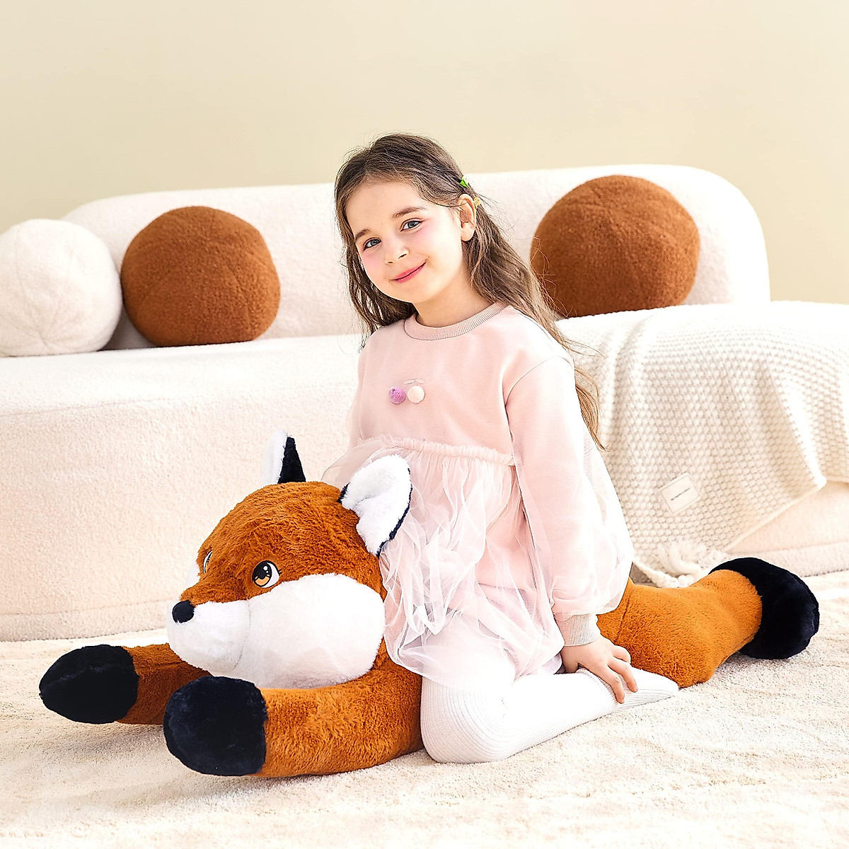 IKASA Giant Fox Stuffed Animal Plush Toy, 30" Large Big Soft Toys for Kids Girls Boys Girlfriend Childrens