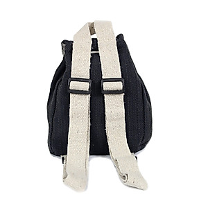 Hemp small bag for women Girls Light Weight Eco Friendly Small cute backpack Bag for everyday lives (Fade Black)