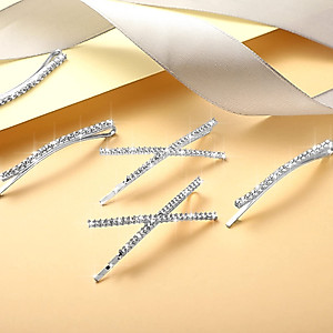 12 Pieces Rhinestone Bobby Pins Decorative Fancy Crystal Hair Clips Shiny Metal X Shaped Barrettes Bling Diamond Wedding Bridal Shower Hair Accessories for Women Ladies Girls (Silver)