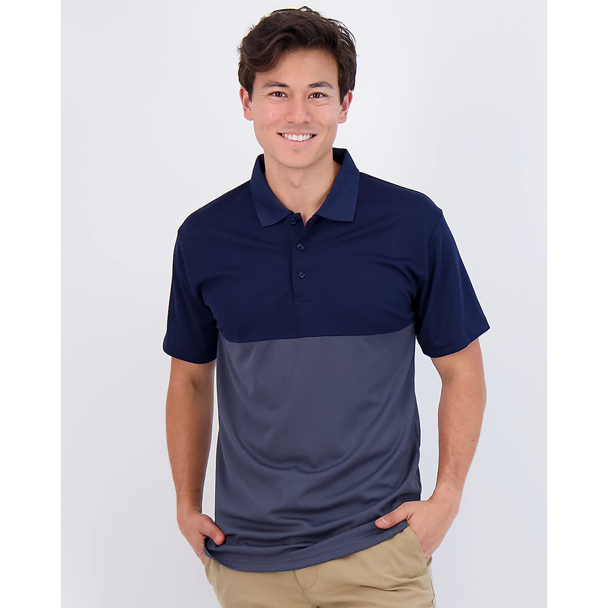 Real Essentials 3 Pack Mens Dry Dri Fit Polo Shirt Short Sleeve Golf Tennis Active Athletic Performance Work Sports Collared Business Casual Tee