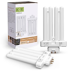 KOR Pack of 2 - FML27-65K Light Bulbs 27 Watt 4 Pin FML Lamp Replacement Bulb 6500K Natural Spectrum Daylight CFL 27W Plugin GX10Q-4 Base