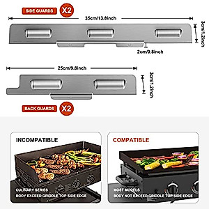 Demao Wind Guard for Blackstone Griddle 22 Inch,Stainless Steel Magnetic Wind Guard,Grill Accessories for Outdoor Cooking,Compatible with Rear Grease Cup, Hood and Side Shelf.