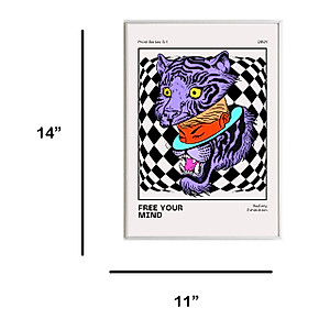 Retro Art Prints - (11" x 14") Ready to Frame Set of 4 Eye Catching Poster Prints - Home Decor/Bedroom/Kitchen/Dorm - By Printer's Row & Co.