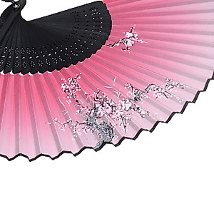 Natudeco Plum Blossom Pattern Bamboo Fan Chinese Classical Style Folding Fan Elegant Handheld Jewelry for Gifts Photography Wedding