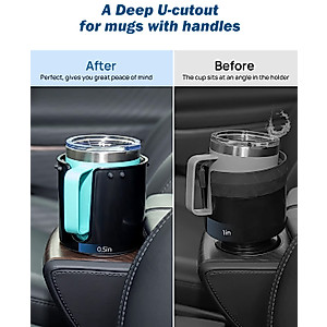 JOYTUTUS Large Stable Cup Holder Expander for YETI, Hydro Flask, Nalgene, Hold 18-40 oz Bottles and Mugs, Car Cup Holder Adapter Fit Most Cup Holder