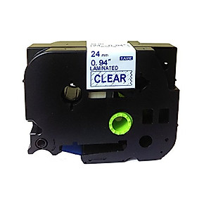 NEOUZA 5PK Compatible for Brother P-Touch Laminated Tze TZ Label Tape Cartridge 24mm x 8m (Set of 5 Colors Colors Black Red Gold Blue White on Clear)