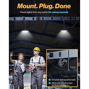 Sunco 2 Pack UFO LED High Bay Light, Plug & Play Lighting for Warehouse, 6000K Daylight Deluxe, 200W, Power Cord Included, 28000 LM, 120VAC, IP65 Waterproof Shatterproof Fixture - UL Listed