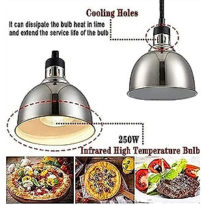 LINKANRUO Hanging Food Heat Lamp, Food Warmer Lamp 250W, Commercial Food Warmer Lights Adjustable, Buffet Heating Lamp for Restaurant Buffet Kitchen Pizza Warmer Lamps(1 Pack)