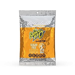 Sqwincher Zero Qwik Stik, Sugar Free, Low Calorie, Low Sodium Electrolyte Replacement Powder Hydration Drink Mix, Orange, 0.11 oz Packet (Pack of 50)