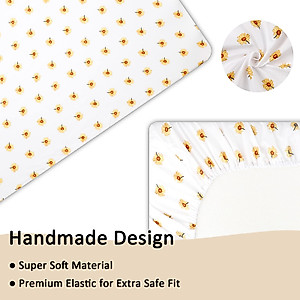 HNHUAMING 4-Piece Crib Bedding Set, Baby Girl Bedding Crib Set, Flower Crib Skirt, Baby Quilt, Crib Sheet and Diaper Stacker