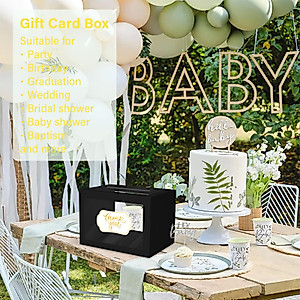 LIKAJON 1 Pack Black Card Box for Party, Transparent Gift Cards Receiving Box Wedding Card Box Money Box for Birthday, Bridal or Baby Showers, Retirement, Anniversary, Graduation, Raffle Ticket Box