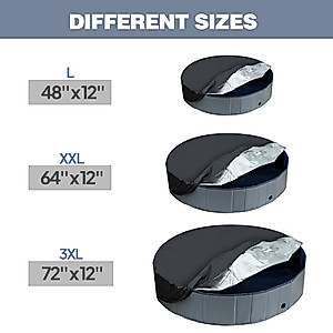 Niubya Round Dog Pool Cover, Foldable Pet Swimming Pool Cover, Waterproof Dustproof and Washable Pool Protective Cover with Drawstring Design