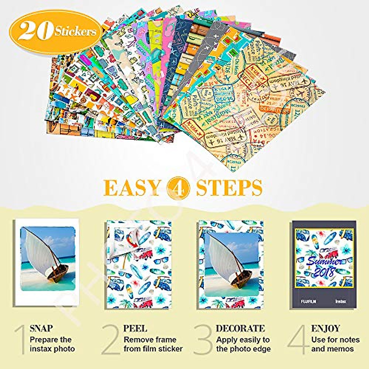 Fujifilm Instax Mini 11 Instant Camera - Lilac Purple (16654803) + Fujifilm Instax Mini Twin Pack Instant Film (16437396) + Single Pack Rainbow Film + Case + Travel Stickers