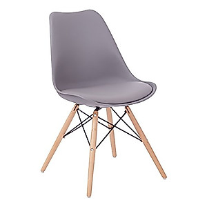 OSP Home Furnishings Allen Dining Chair with Natural Wood Legs, Grey
