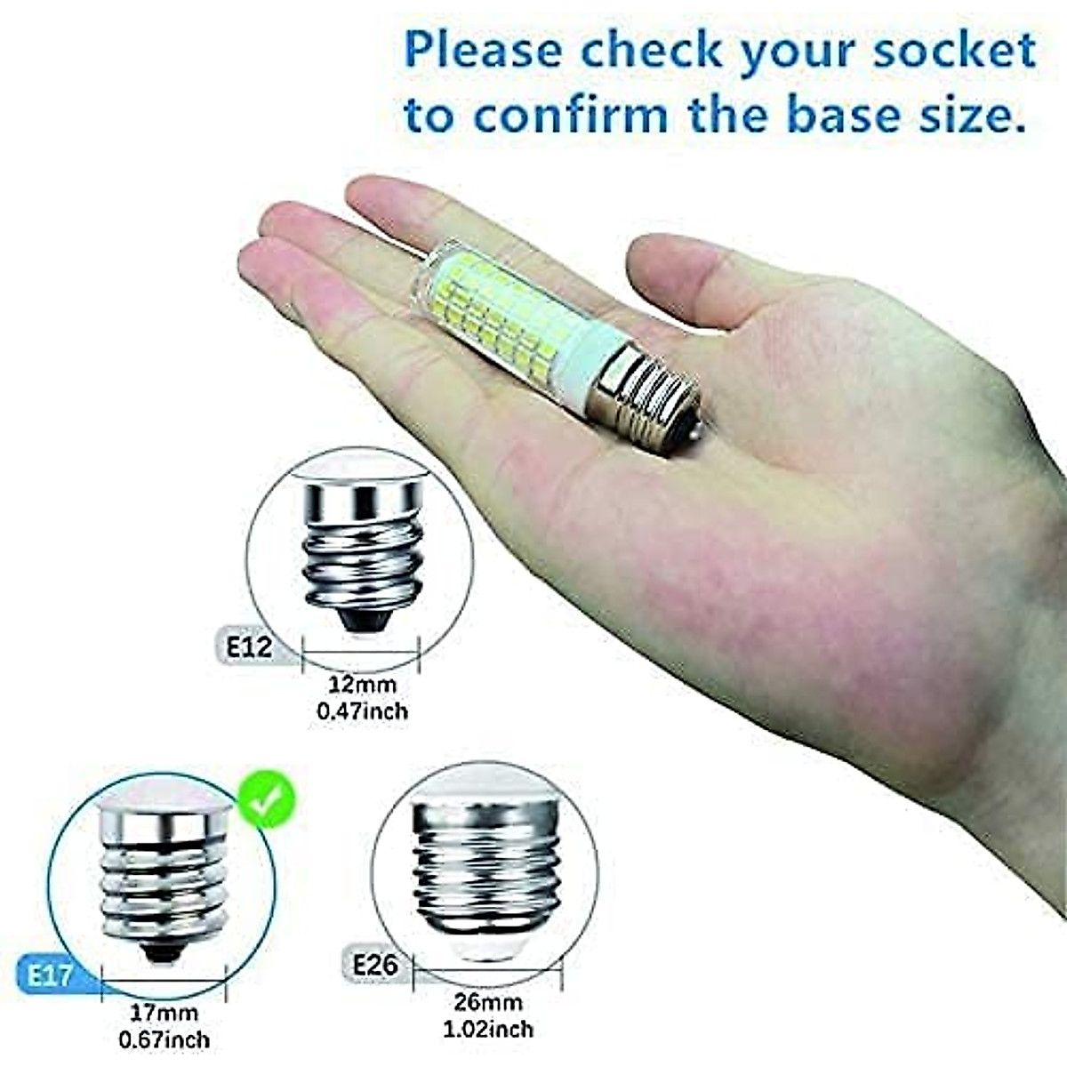 E17 Led Bulb 8W dimmable AC110v 120v E17 led Microwave Oven Light 800LM 80 watt Halogen Equivalent E17 Base Daylight White 6000k(2 Pack of