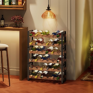 X-cosrack Stackable Rustic 36 Bottle Wine Rack, Freestanding Floor Wine Holder Stand Can Used Separate or Stacked 6 Tier Wobble-Free Wine Display Storage Shelf for Kitchen 24.5''L x 8.6''W x 33.4''H