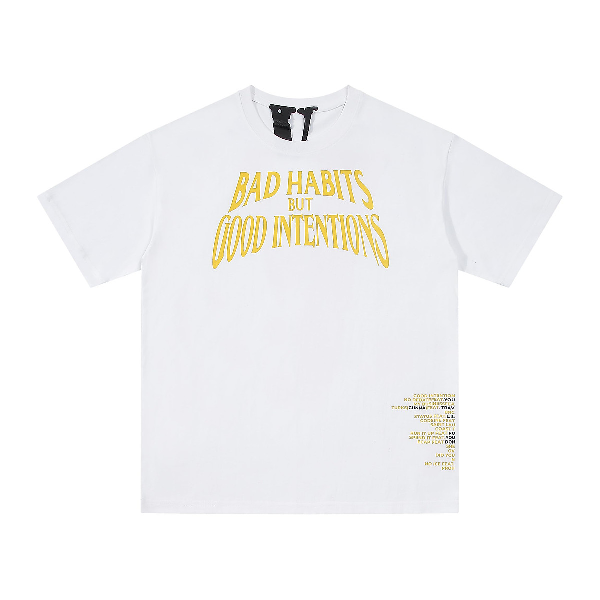 SUONUYB Men's T-Shirt Fashion Big V Letter Printing Shirt Casual Couple Hip-Hop Short-Sleeved Wide Version T-Shirt Small