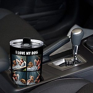 Personalized Dog Tumbler With Pictures, Custom 20oz Insulated Stainless Steel Travel Tumbler with Lids, Coffee Mug Cups for Dog Lovers, Customized Gift for Men, Women, Friends