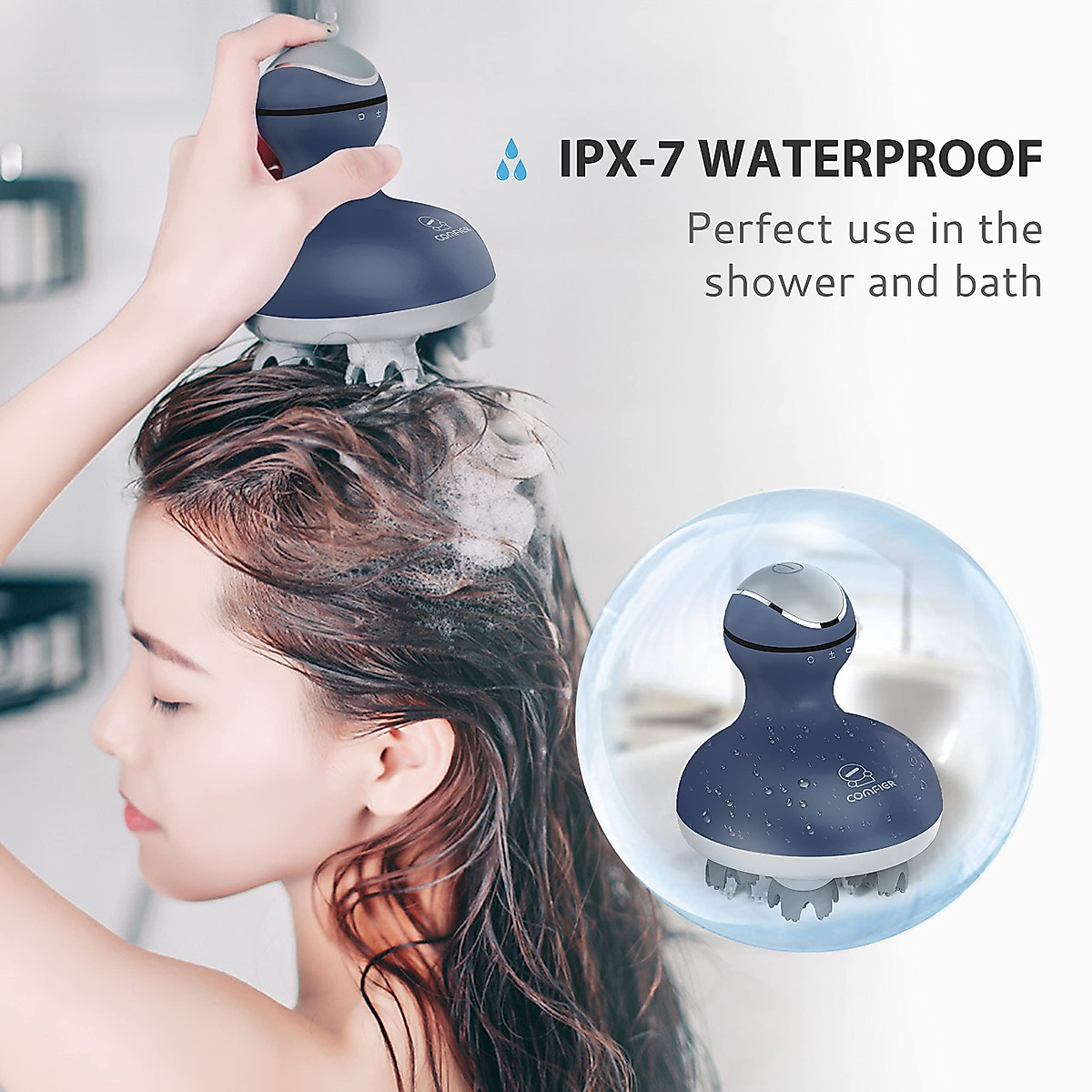 COMFIER Cordless Electric Scalp Massager with Mutlti-Modes Vibration, Handheld Cat Head Massager for Pets, Portable Dog Head Massager for Deep Clean and Stress Relax