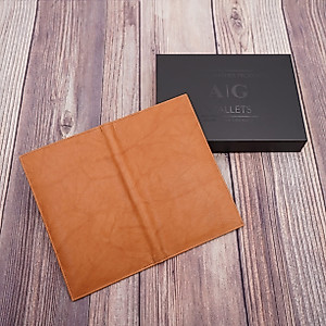 ag wallets Genuine Leather Mens Long ID 19 Credit Card Security Wallet (RFID Tan Butter Touch Leather)