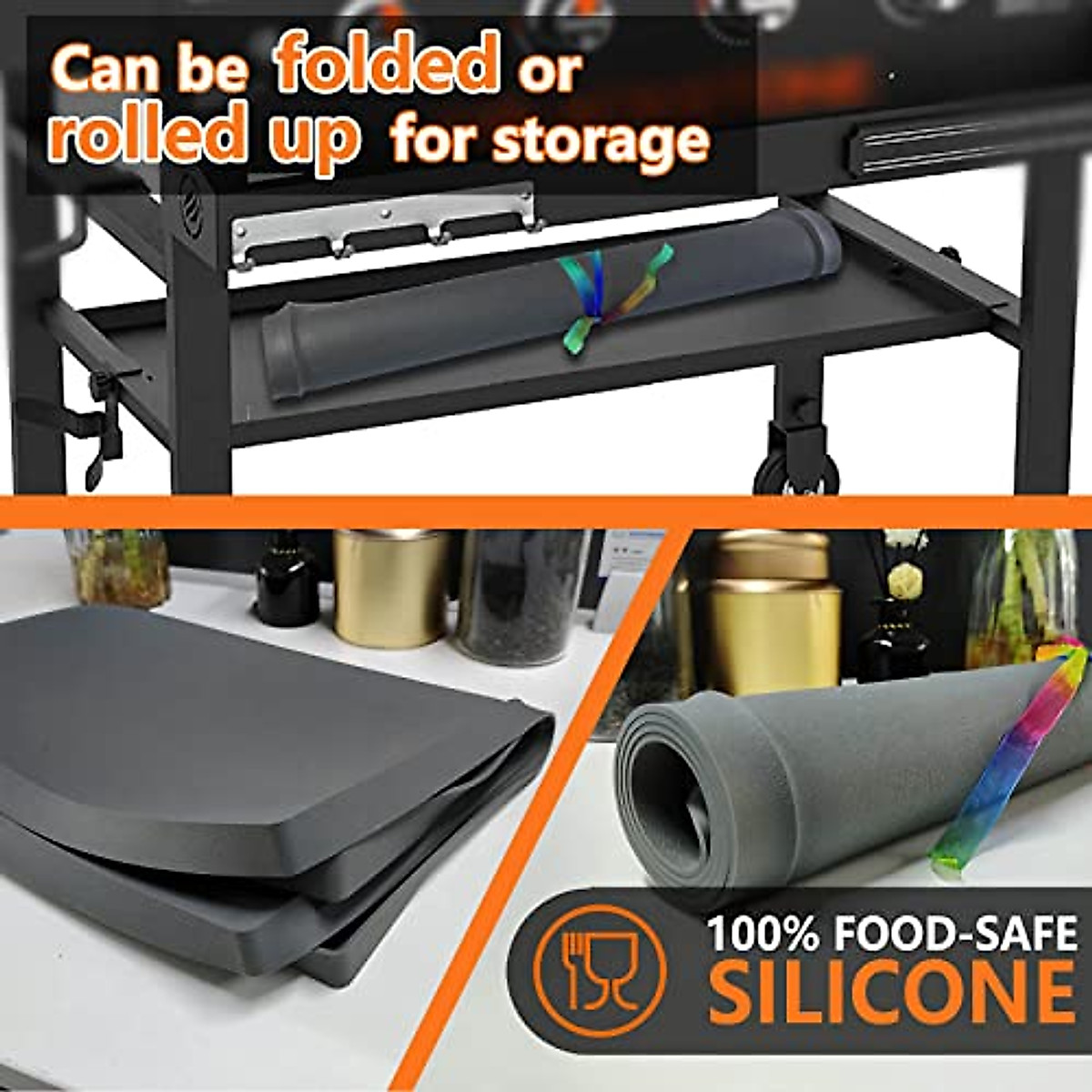 Griddle Silicone Protective Mat Cover for Blackstone 17"22"28"36"Pro, JOOKKI Griddle Grill Mat Heavy Duty Waterproof Griddle Protect Your Grill .(28”Pro, Grey)