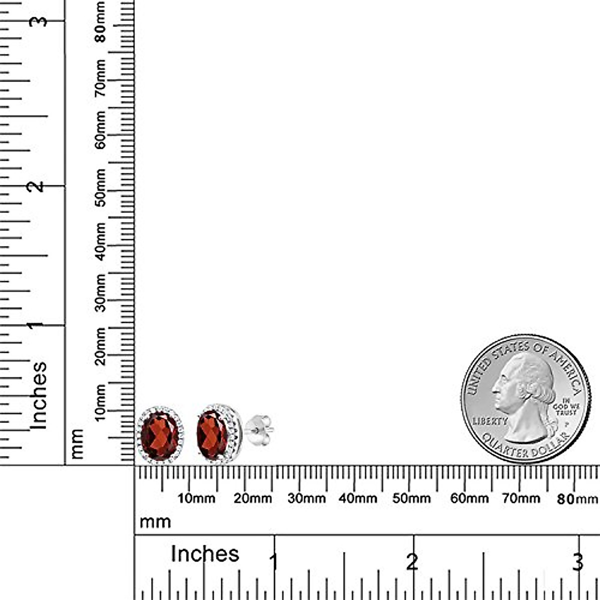 Gem Stone King 925 Sterling Silver Red Garnet Halo Earrings for Women (4.08 Cttw, Gemstone Birthstone, Oval 9X7MM)