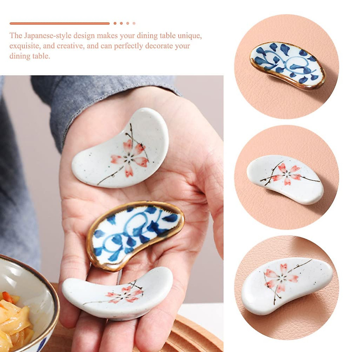 Luxshiny 4pcs Ceramic Chopstick Rest Paint Brush Holder Japanese Spoon Rest Kitchen Utensil Rest Chopstick Holder Ceramic Spoon Rest Tableware Rest Multifunction Ceramics Dishwasher